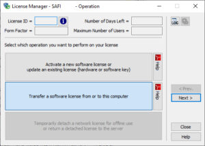 SAFI™ Licensing - License transfer procedure